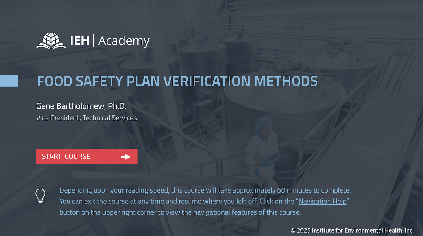 Food Safety Plan Verification Methods - IEH Academy